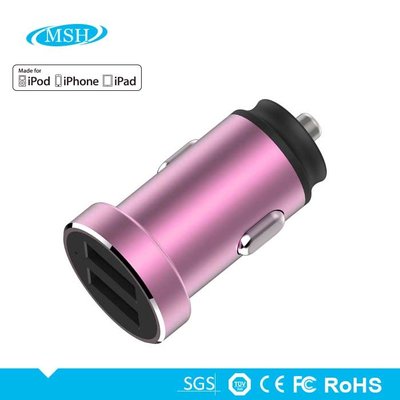 2.4A / 4.8A Dual Mini USB Car Charger With Aluminum Alloy Housing