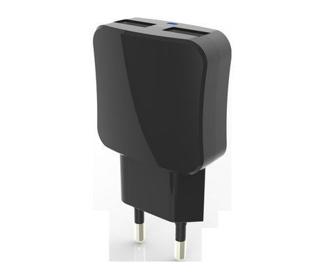 European 2 Port Cell Phone Travel Charger Rohs ABS PC Material EU Pin Socket