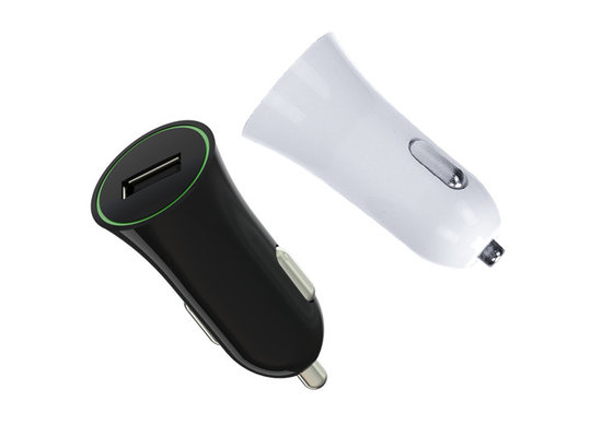 Single USB Port Smartphone Car Charger Rohs ABS PC Material 12-24 Volt Input