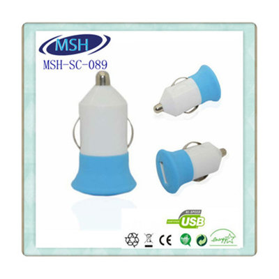 5V 2.4A Auto Universal Tiny Dual Color 1 Port USB Car Charger for Smart Phone