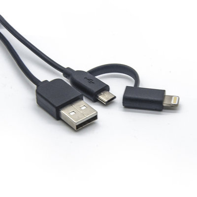 PVC / TPE MFI Lightning Cable 2 In 1 Micro USB To Lightning 8 Pin Custom Length