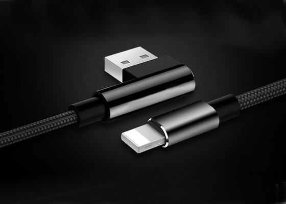 Nylon Braided Right Angle MFI Lightning Cable USB Data Cable 90 Degree