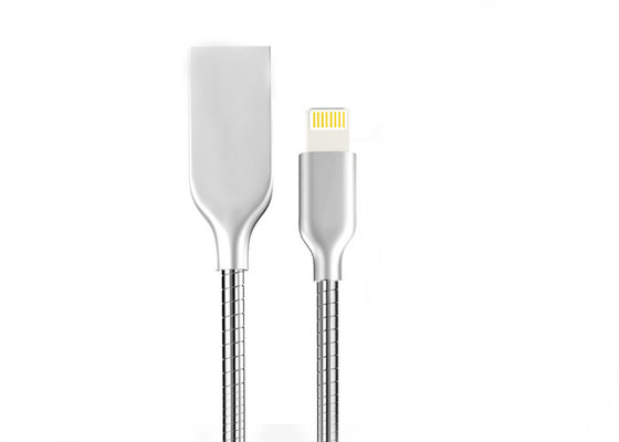 Stainless Steel Spring MFI Lightning Cable for iPhone / iPad / iPod