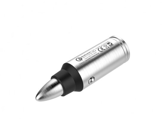 Armor Piercing Single Port QC3.0 Fast Charging Car USB Charger Bullet Shaped