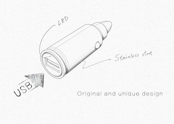 Single Port Auto Usb Charger 3.6~6.5V 3A / 9V 2A / 12V 1.5A 18W Bullet Shaped