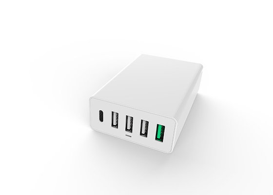51.5W 5 Ports Type C Desktop Fast AC Wall Power Adapter Quick Charge 3.0 + USB C Charger