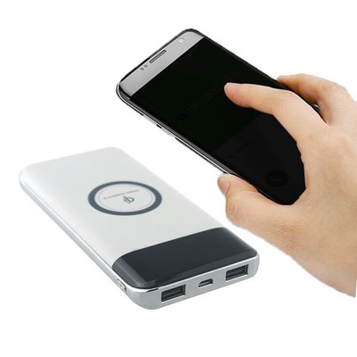 10000mAh Portable power bank Charger QI Wireless Charging Pad for For iPhone ,Samsung and More with 2 USB Outputs 5V 2.1