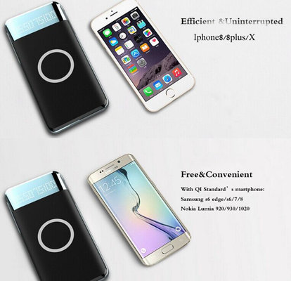 10000mAh Portable power bank Charger QI Wireless Charging Pad for For iPhone ,Samsung and More with 2 USB Outputs 5V 2.1
