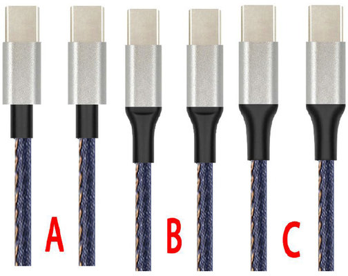 USB C-C Cable Jean Cloth/ Nylon/ Braided with aluminum housing   for Nexus 6P 5X, Google Pixel 2/2 XL, etc