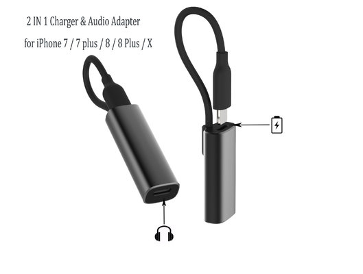 Utral Slim Dual Lightning Headphone Adapter for iPhone 7 / 7 plus / 8 / 8 Plus / X