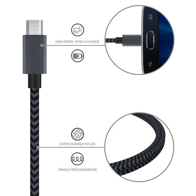 micro USB Data Cable  TPE / Nylon / Jean Cloth / PU Braided with aluminum housing