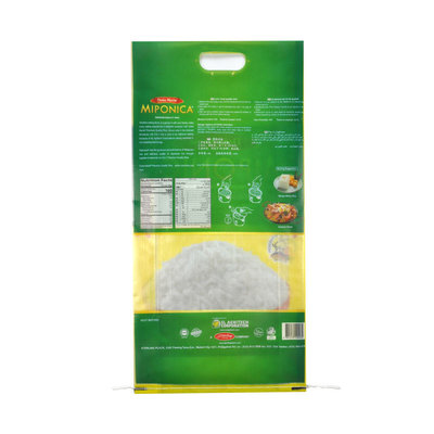 10kg BOPP Laminated Polypropylene Rice Bags With Patch Handle Durable Reusable