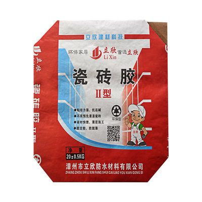 Ceramic Adhesive Packing Multiwall Paper Bags 20kg Capacity Offset Printing
