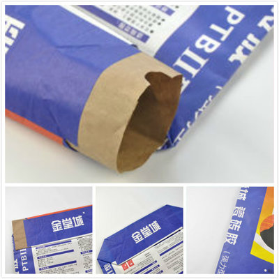 Multi Color Kraft Paper PP Valve Bag Square Bottom For Cement Industry Packing