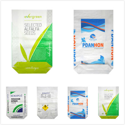 Block Bottom PP Woven Sack Bags , WPP Woven Polypropylene Bags Customized Color