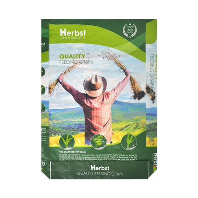 Square Bottom PP Woven Sack Bags Gravure Printing For Grass Seed Feed