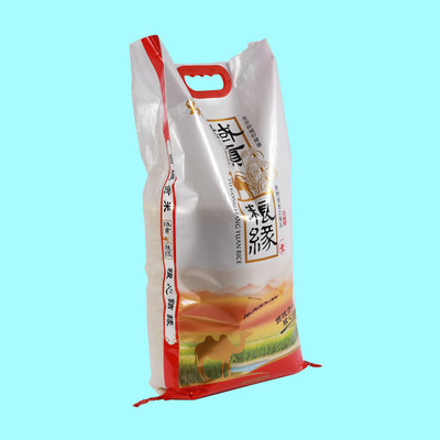 10kg Laminated Woven Polypropylene Bags With Handle ，PP Woven Rice Bag Anti Slip