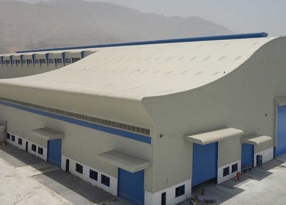 Pre Manufactured Curved Metal Frame Buildings Steel Structure Hangar Labor Saving