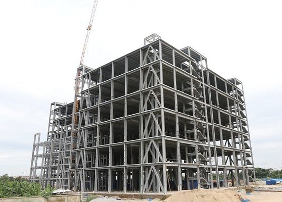 High Rise Steel Frame Office Building , Prefab Commercial Buildings Bolts Connection