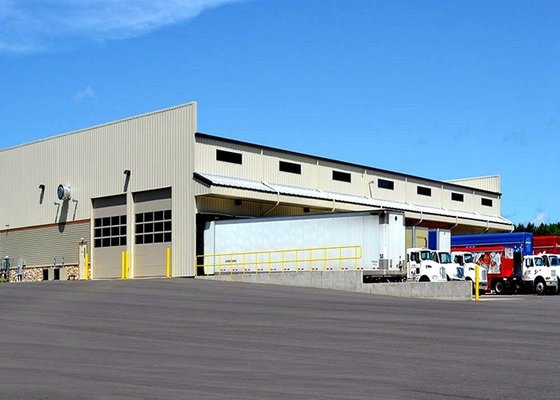 Single Slope Pre Manufactured Steel Buildings With Parapet Wall Surrounded
