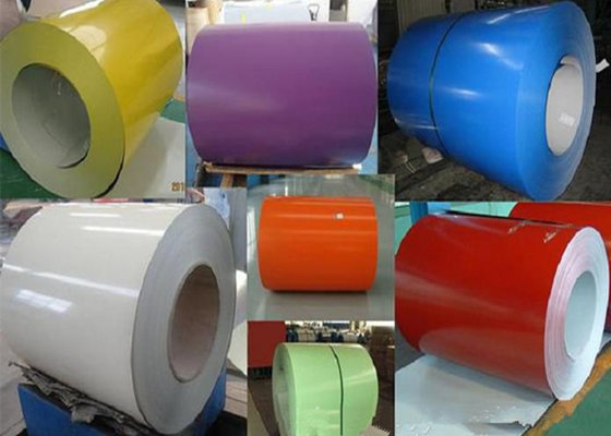 High Intensity PPGI Steel Coil , Industrial Roofing Sheets Top Coating 14 - 25 Micron