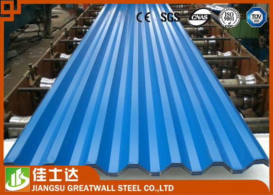 Hot Dipped Galvanized Metal Roofing Panels Color Steel Tile , Ral5012 Sea Blue
