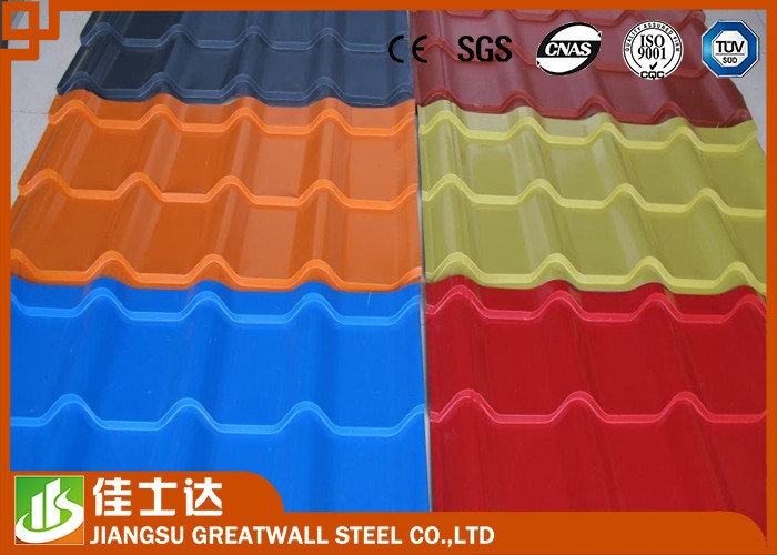 SGCH SGS Small Wave Corrugated Roofing Sheets For Wall , Sea Blue / White / Red
