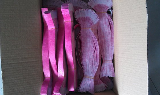 Pulseras impresas color púrpura de TYVEK, pulseras plásticas de encargo para el club