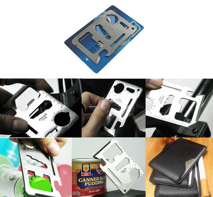 11-in-1 Multi-Function Emergency Card Tool with leather cover