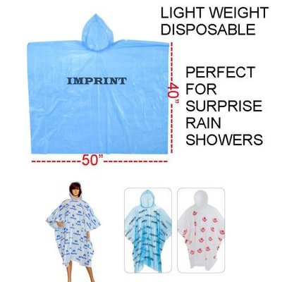 Hooded disposable rain poncho
