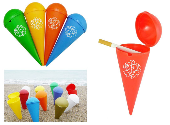 TOM104952 Ice cream shape plastic beach ashtray with cover