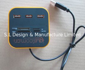 China 3 port usb hub with usb 2.0 card reader combo supplier