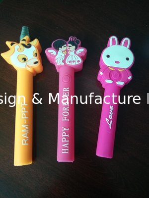 promotional gift customized silicone cartoon selfie stick with cable supplier