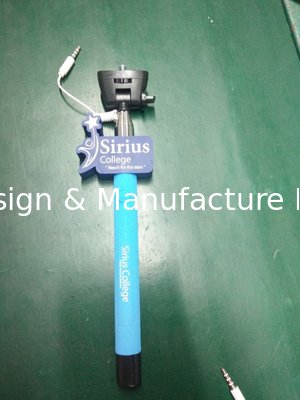 Custom design logo pvc/rubber/silicon Cable Wired Selfie Handheld Stick Monopod ,cartoon wired Selfie Stick supplier