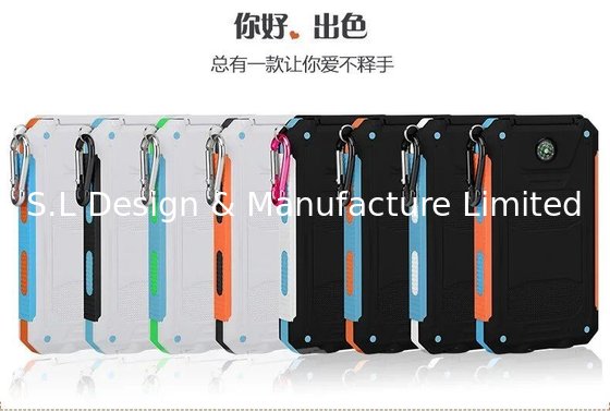 waterproof SOS led light 10000mah solar power bank with buckle supplier