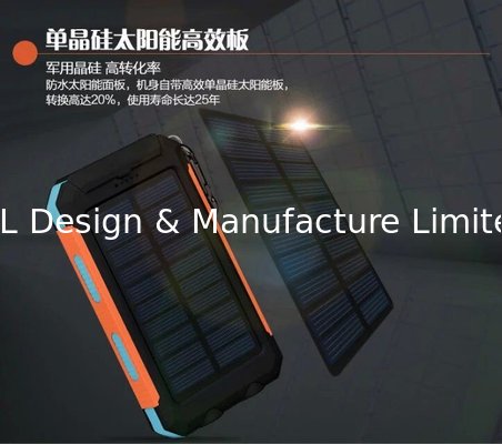 waterproof SOS led light 10000mah solar power bank with buckle supplier