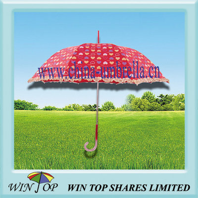 China Hot Sale Auto Straight Printing Umbrella with Ruffle supplier