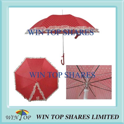 China Auto Straight Red Pricess Lace Parasol with Print supplier