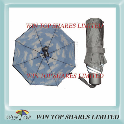 China Blue sky white cloud 2 layers cover folding umbrella supplier