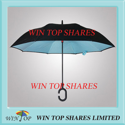 China China Creation black and light blue anti wind reverse parasol supplier