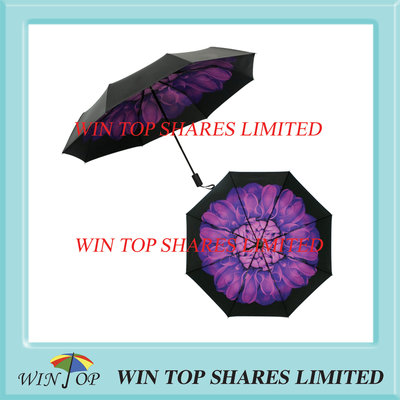 China Brand new 3 folds Anti UV black adhesive Violet umbrella supplier