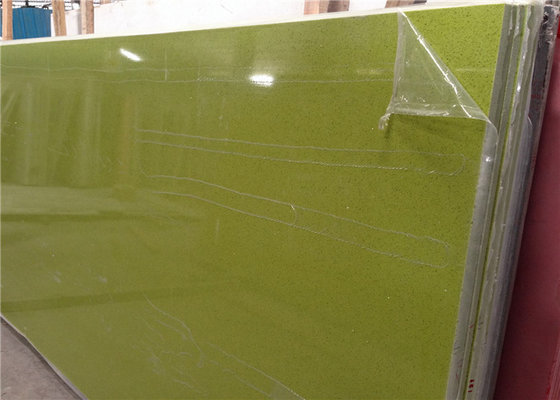 Green Mirror 20mm Quartz Solid Surface Slabs For Floor Tiles , Engineered Quartz Sheet