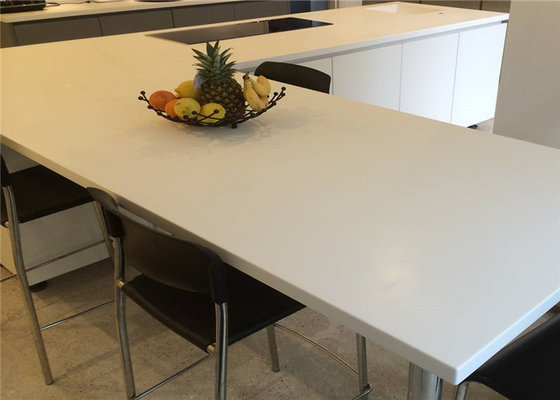 Pure White Quartz Stone Table Top , Custom Bathroom Vanity Tops With Sink