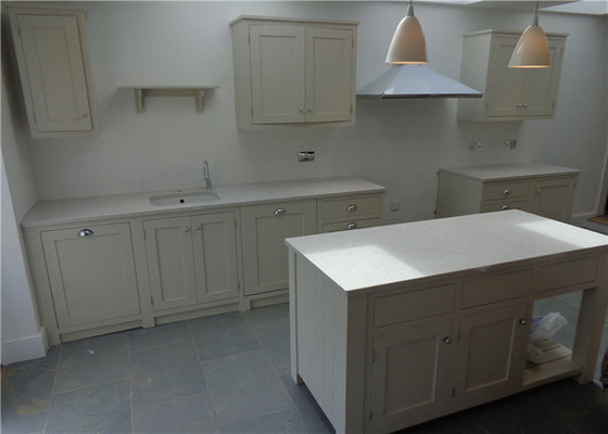 Custom Pure White Quartz Stone For Table Top / Shower Wall Panels Quartz Stone Surface