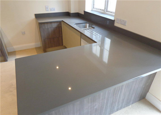 Plain Grey Stone Tile Countertop Slab Decor Engineered Artificial Quartz Stone Surface