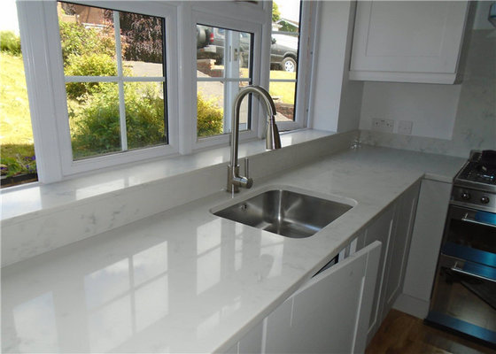 Natural Vein Carrara White Engineered Stone Countertops / Worktops / Benchtops Quartz Surfaces