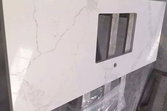 Abrasion Resistant Quartz Kitchen Countertops Calacatta White Quartz Rocks