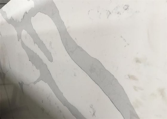 Calacatta White Marble Vein Engineered Quartz Stone Surface For Vanities