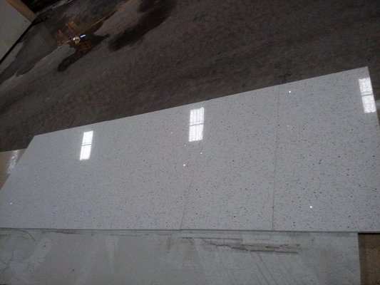 Manmade Quartz Stone Floor And Wall Tiles Speckle White Grossy Surface