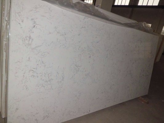White Carrara Engineered Quartz Stone Slabs Kitchen US Market Prefered